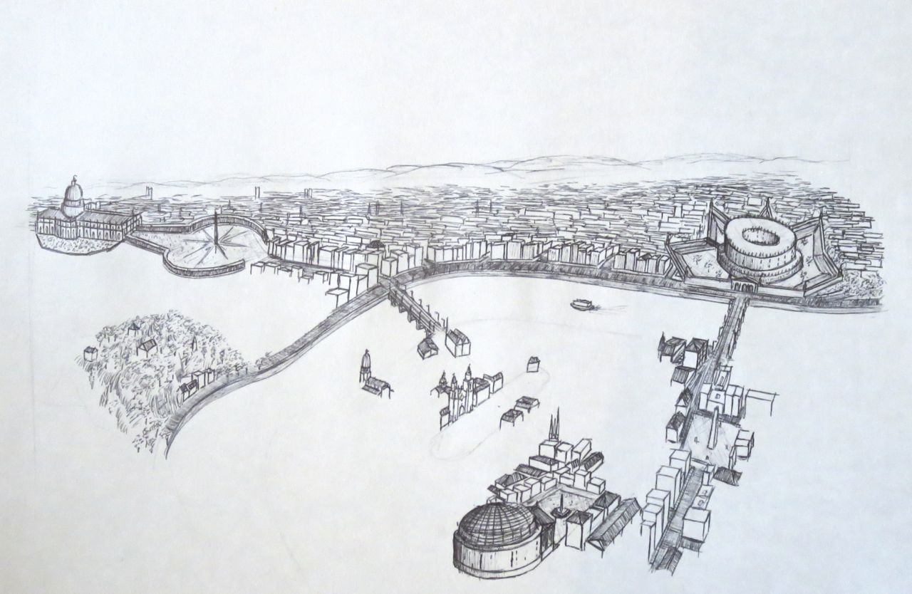 Panoramic drawings of world cities – Myles Zhang