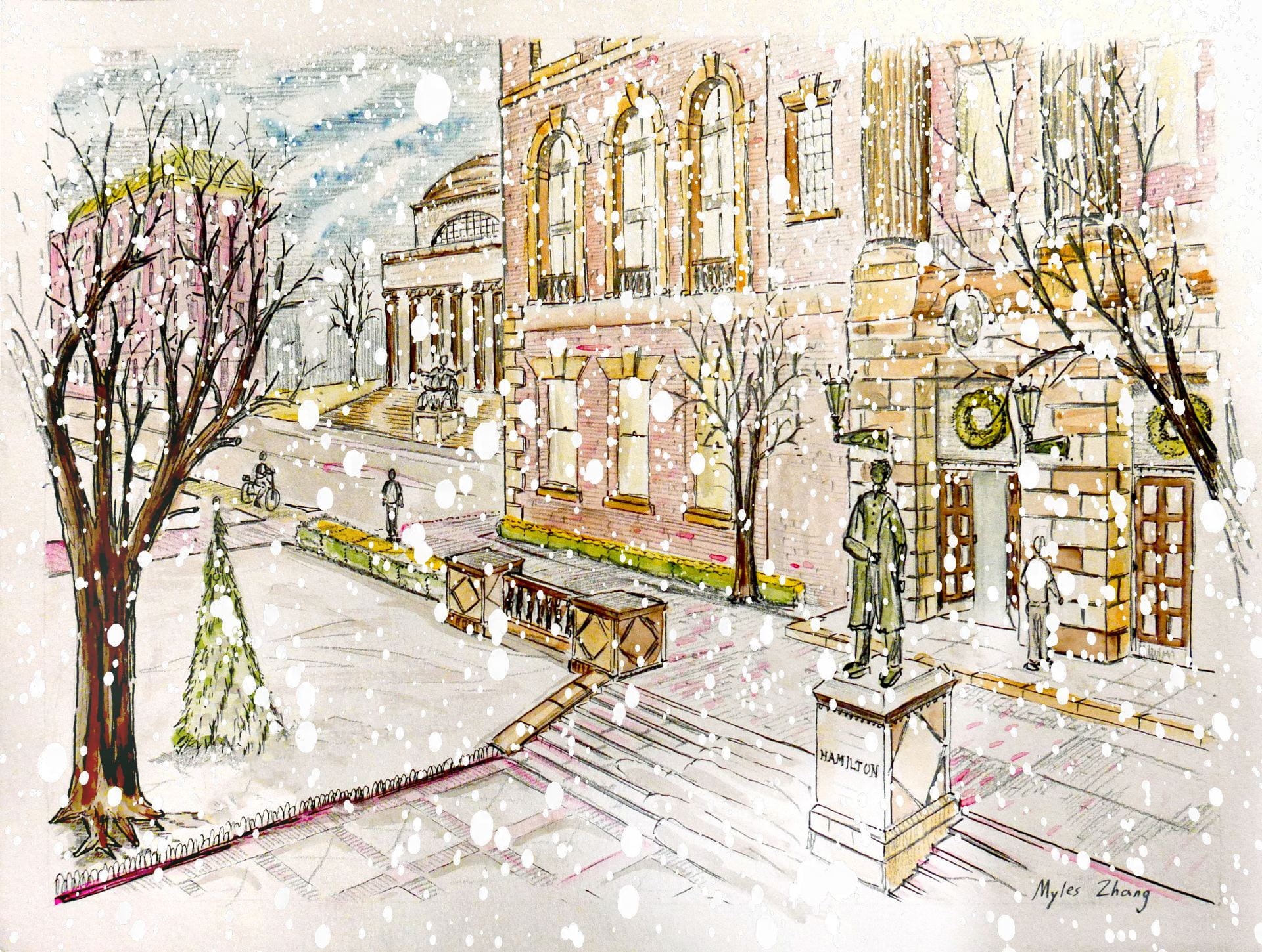 Hamilton Hall with pine tree – Myles Zhang